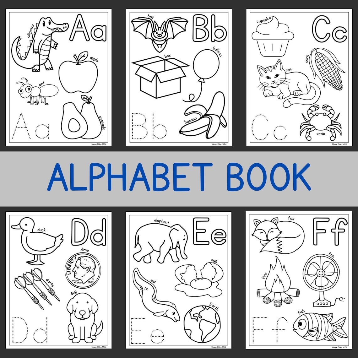 Alphabet Coloring Pages ABC Book PDF Preschool Kindergarten Phonemic ...