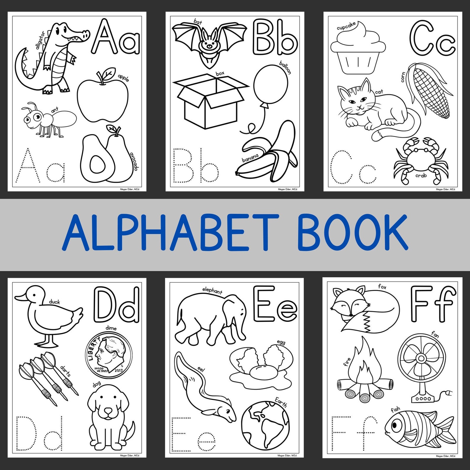 Alphabet Coloring Pages ABC Book PDF Preschool Kindergarten Phonemic ...