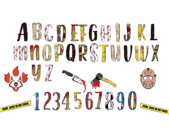 Halloween Letters With Clip Art PNG Files, Make Your Own Name, Doodle ...