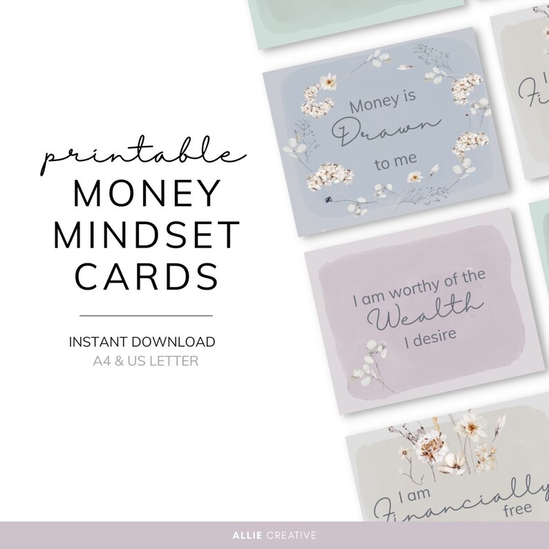 Printable Money Mindset Cards, Money Affirmation Cards, Money ...