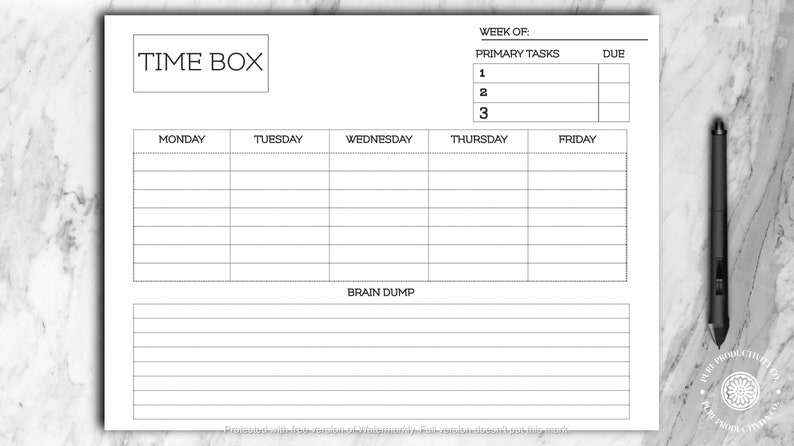 TIMEBOX Printable Planner | Daily + Weekly Bundle | Time Box Planner ...