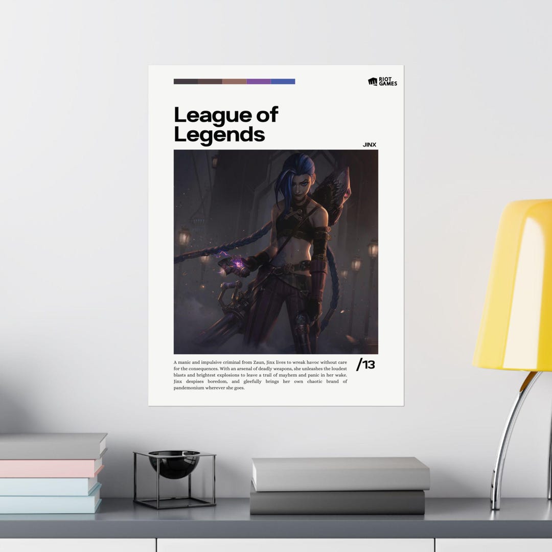 Jinx League of Legends Arcane Minimalist Matte Vertical Poster, Gaming ...