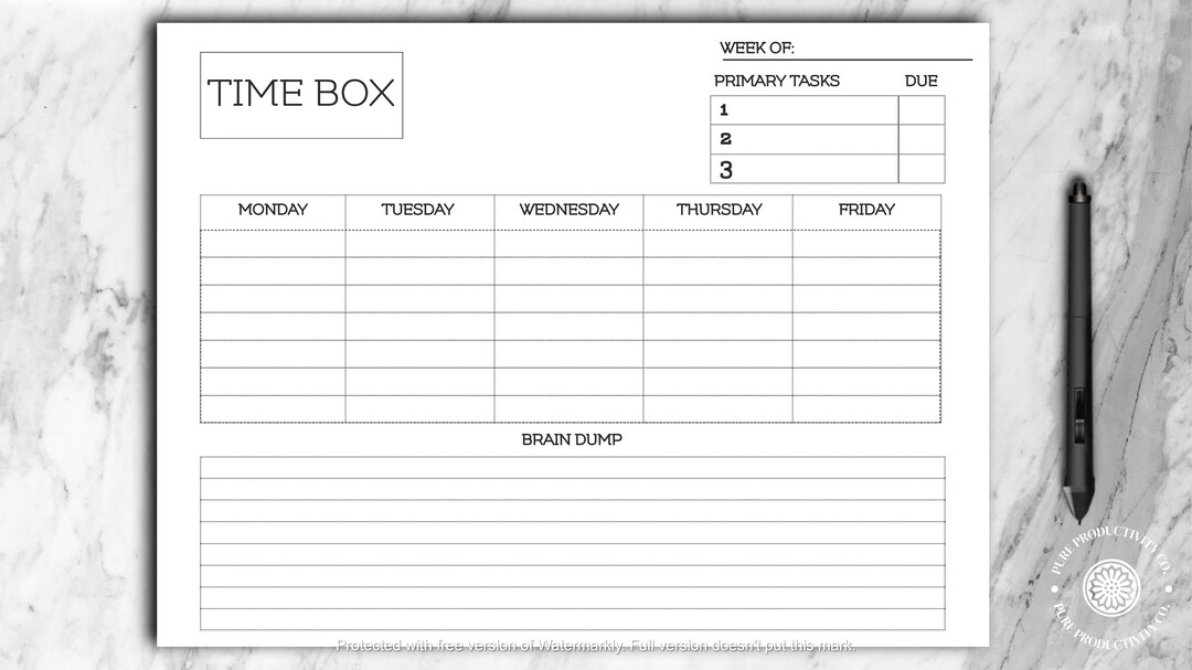 TIMEBOX Printable Planner | Weekly Planner | Time Box Planner ...