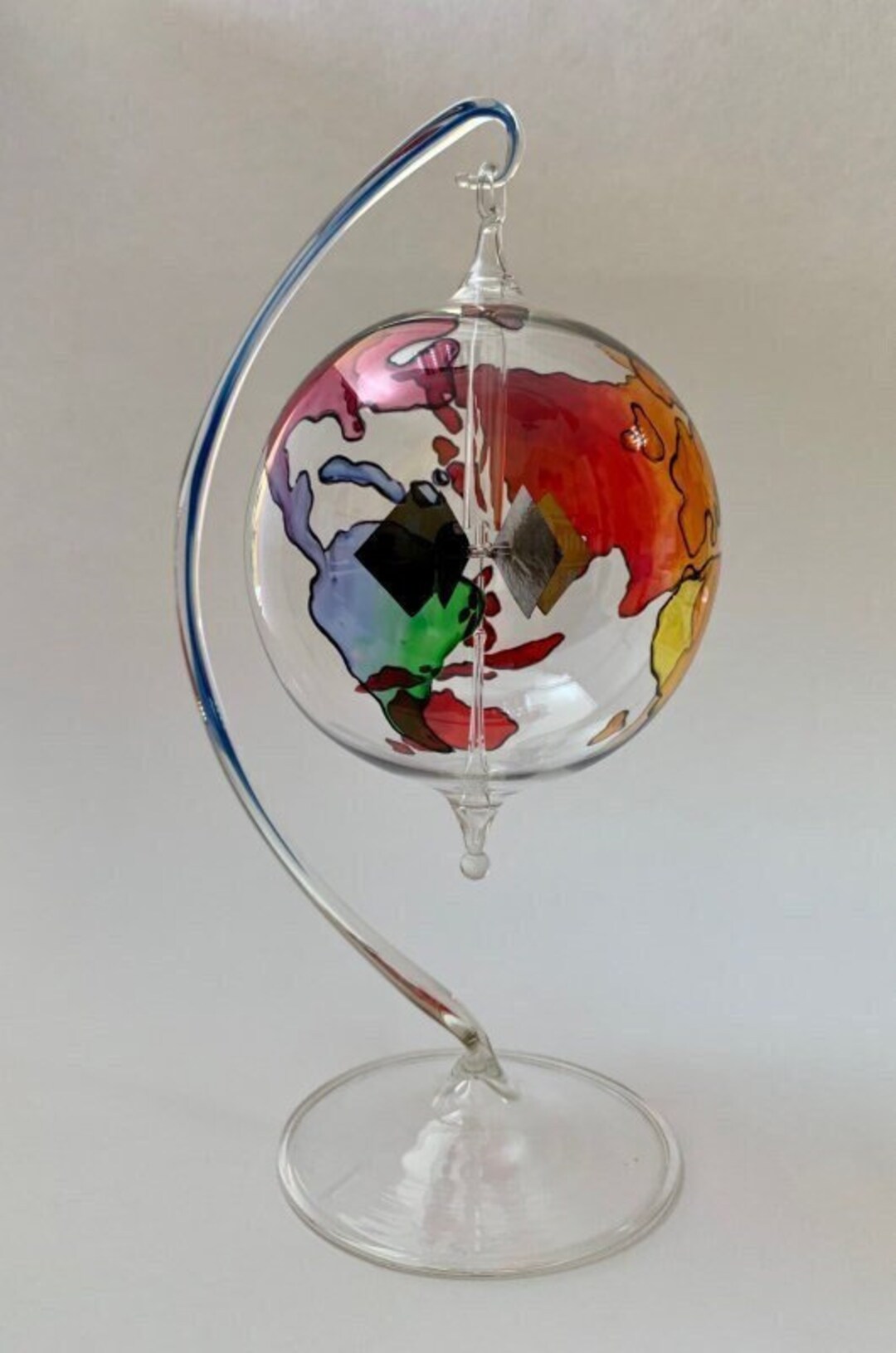 Light Mill Radiometer Sun Wheel Solar Glass Art Stained Glass "earth ...