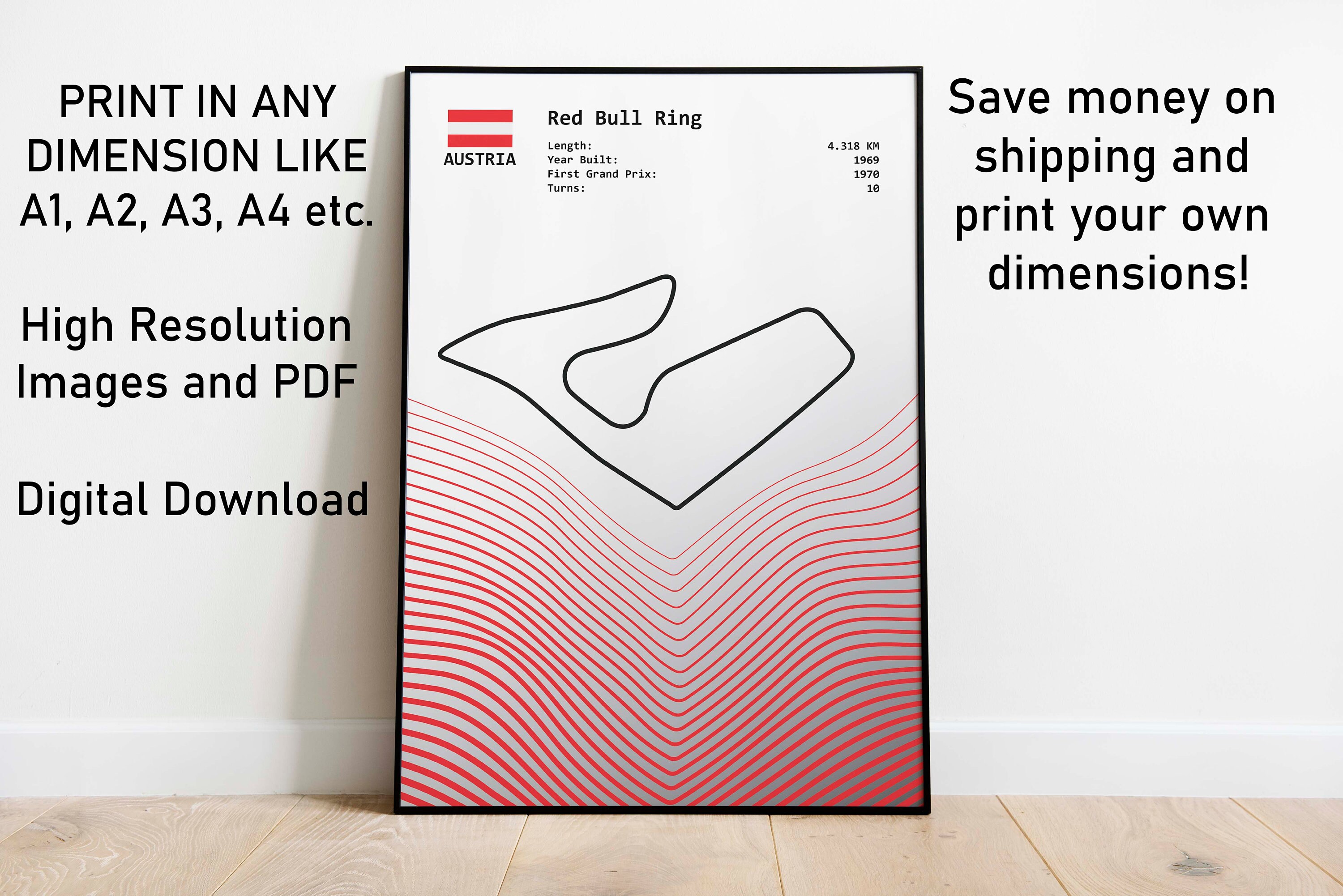 Redbull Ring Circuit Formula 1 Poster Digital Print Art Poster F1 2023 ...