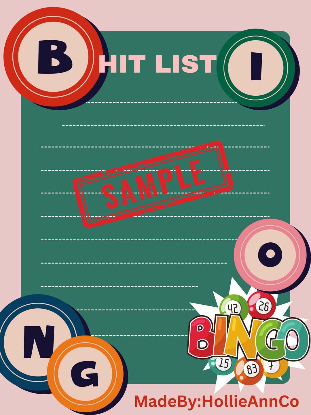 Bingo Hit List - Etsy