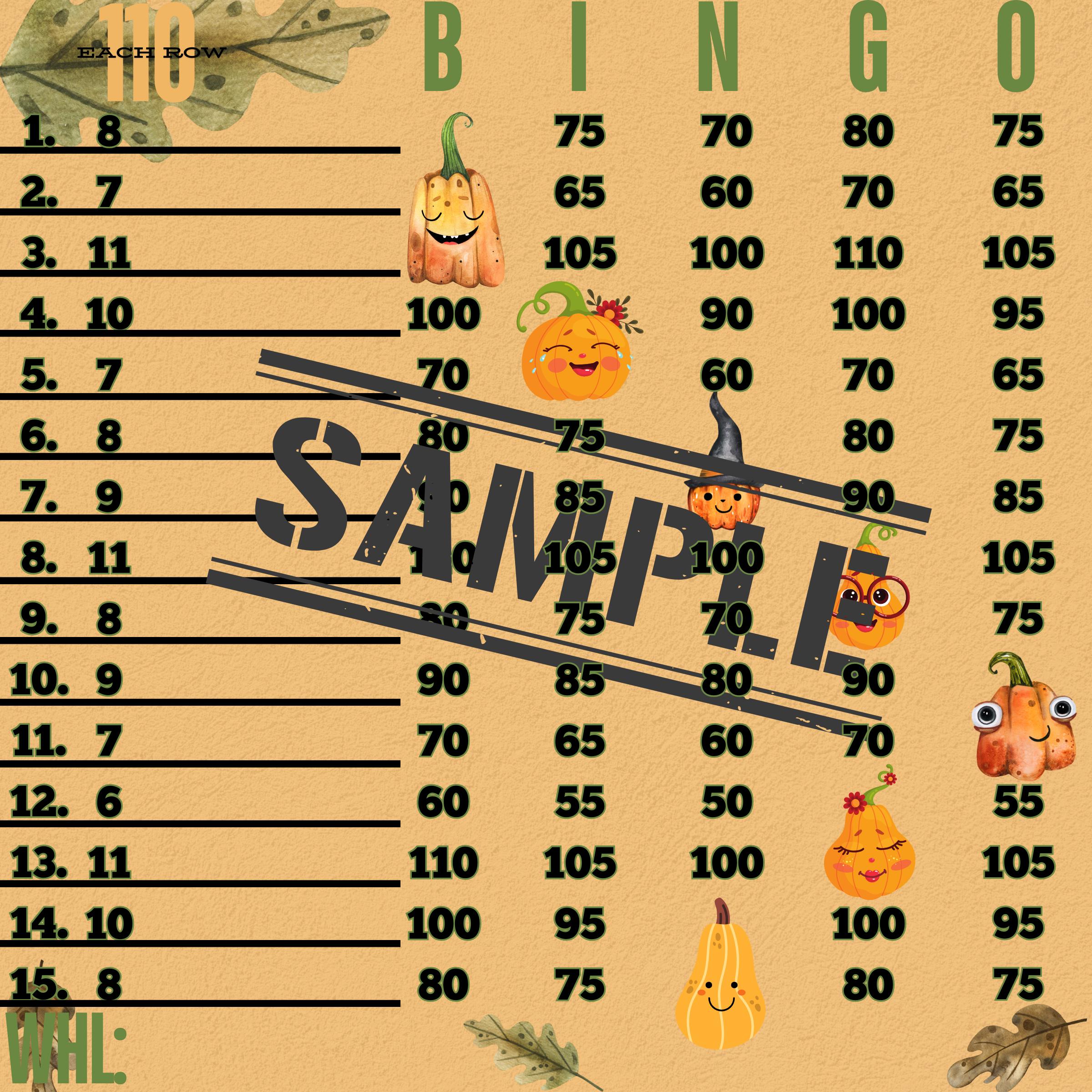 110 Pumpkin Profit Bingo Board - Etsy