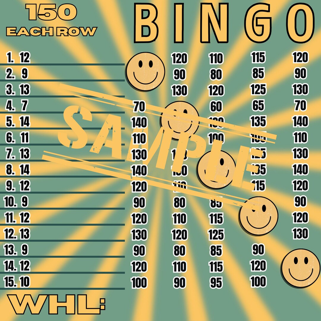 150 Smiley Bingo Board - Etsy