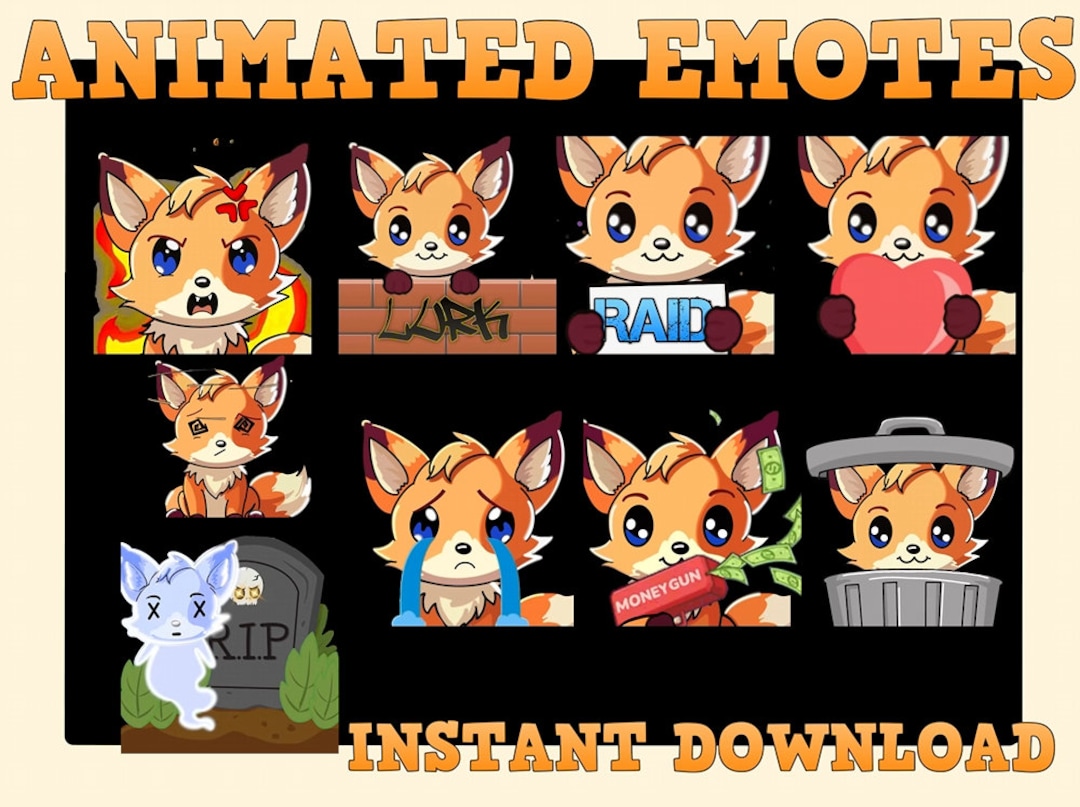 9 Animated Fox Emotes - Twitch & Discord Emotes - Etsy