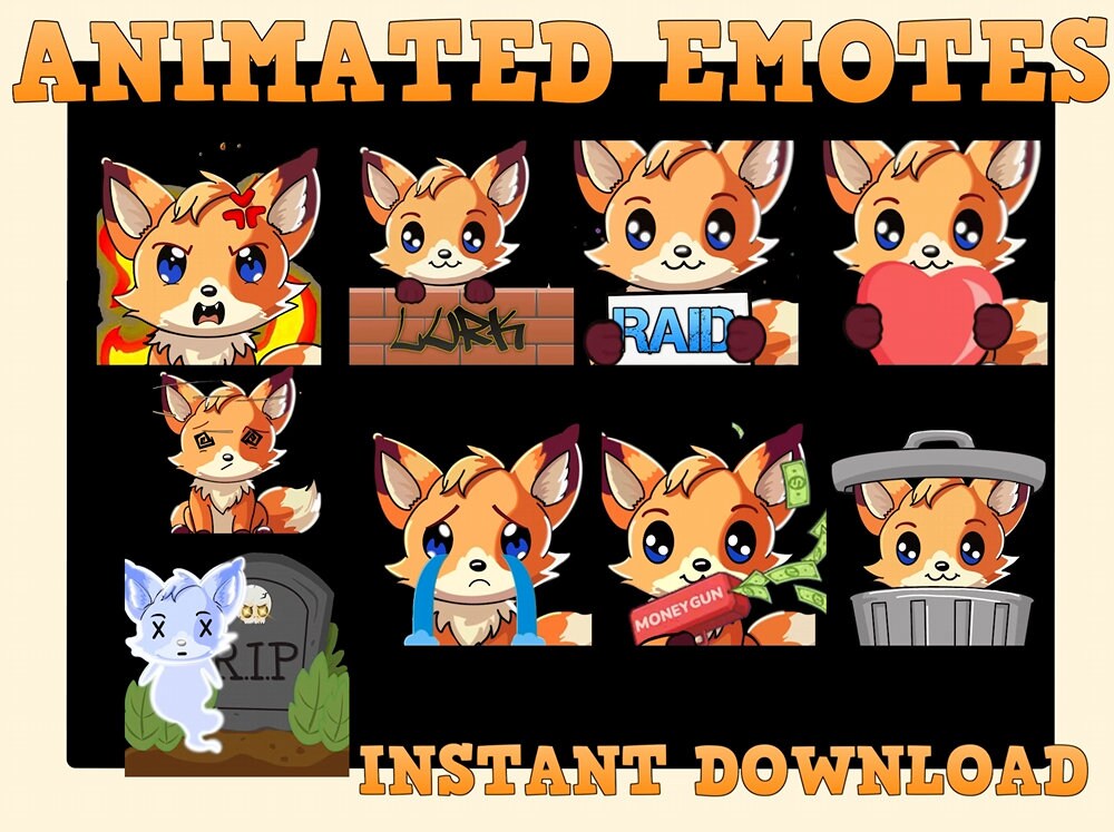 9 Animated Fox Emotes - Twitch & Discord Emotes - Etsy