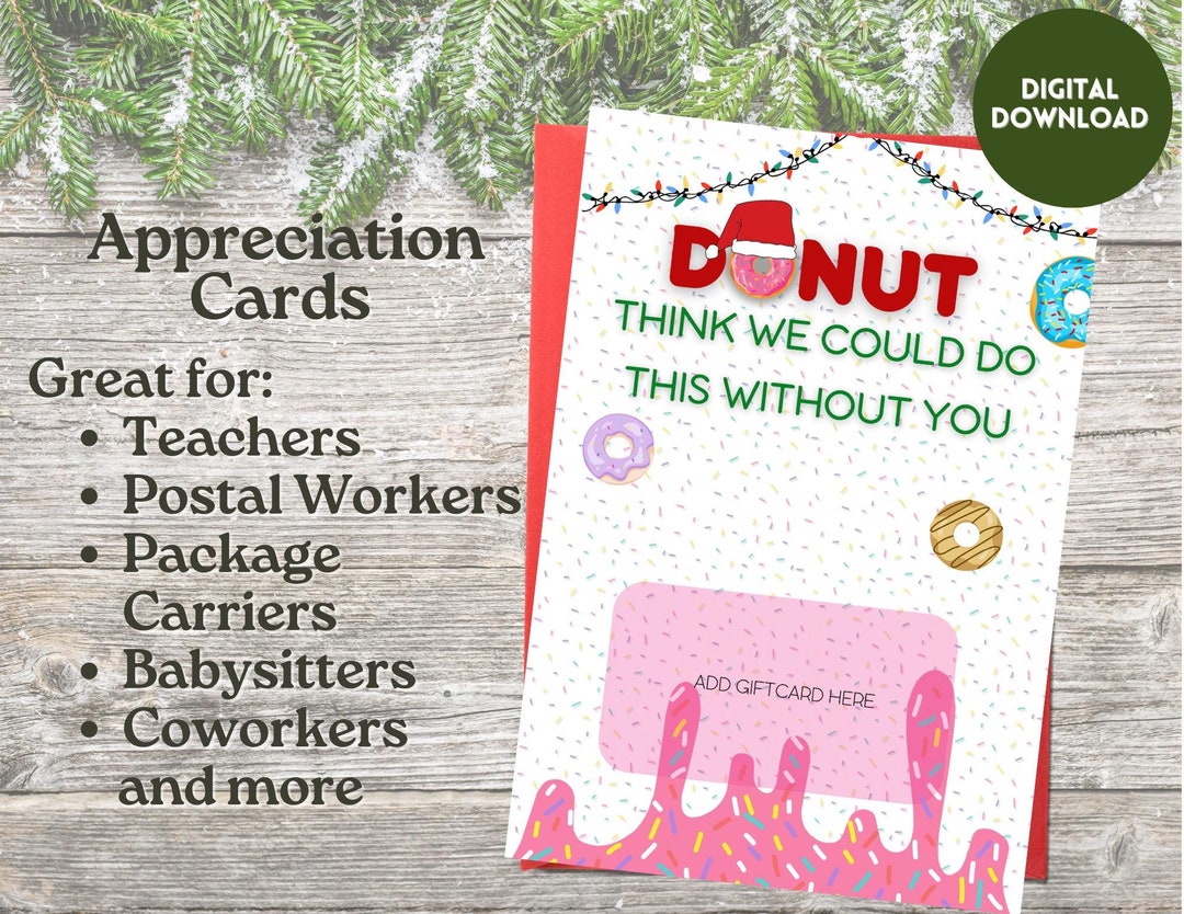 Donut Themed Appreciation Card, Gift Card Holder, Christmas Gift, Thank ...