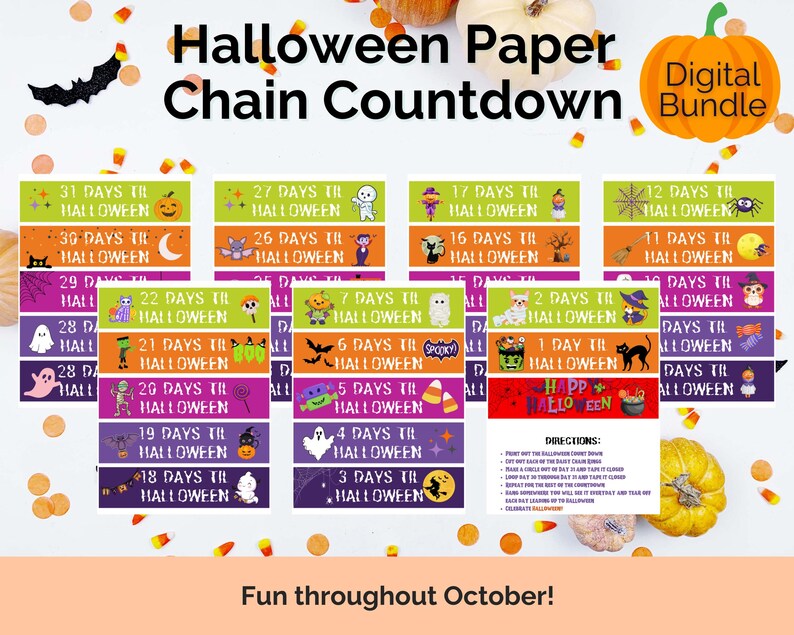 Halloween Paper Chain Countdown - Etsy