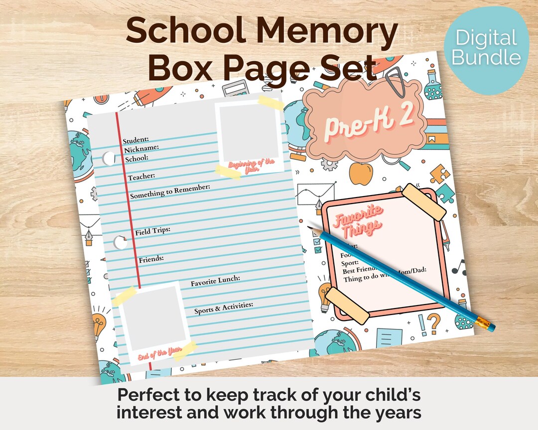 DIY School Memory Box Pages: Keepsake Printable (digital Download) - Etsy