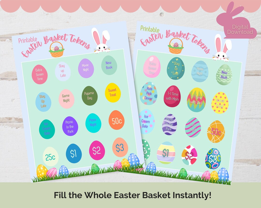 Printable Easter Egg Filler Tokens – 32 Fun Egg Hunt Rewards and Easter ...