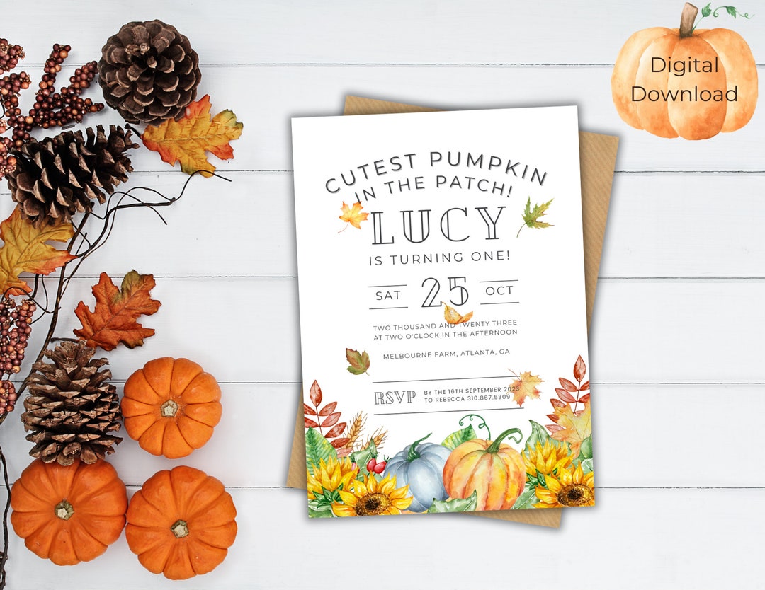 Adorable Pumpkin Patch Party Invitation - the Cutest Pumpkin in the ...