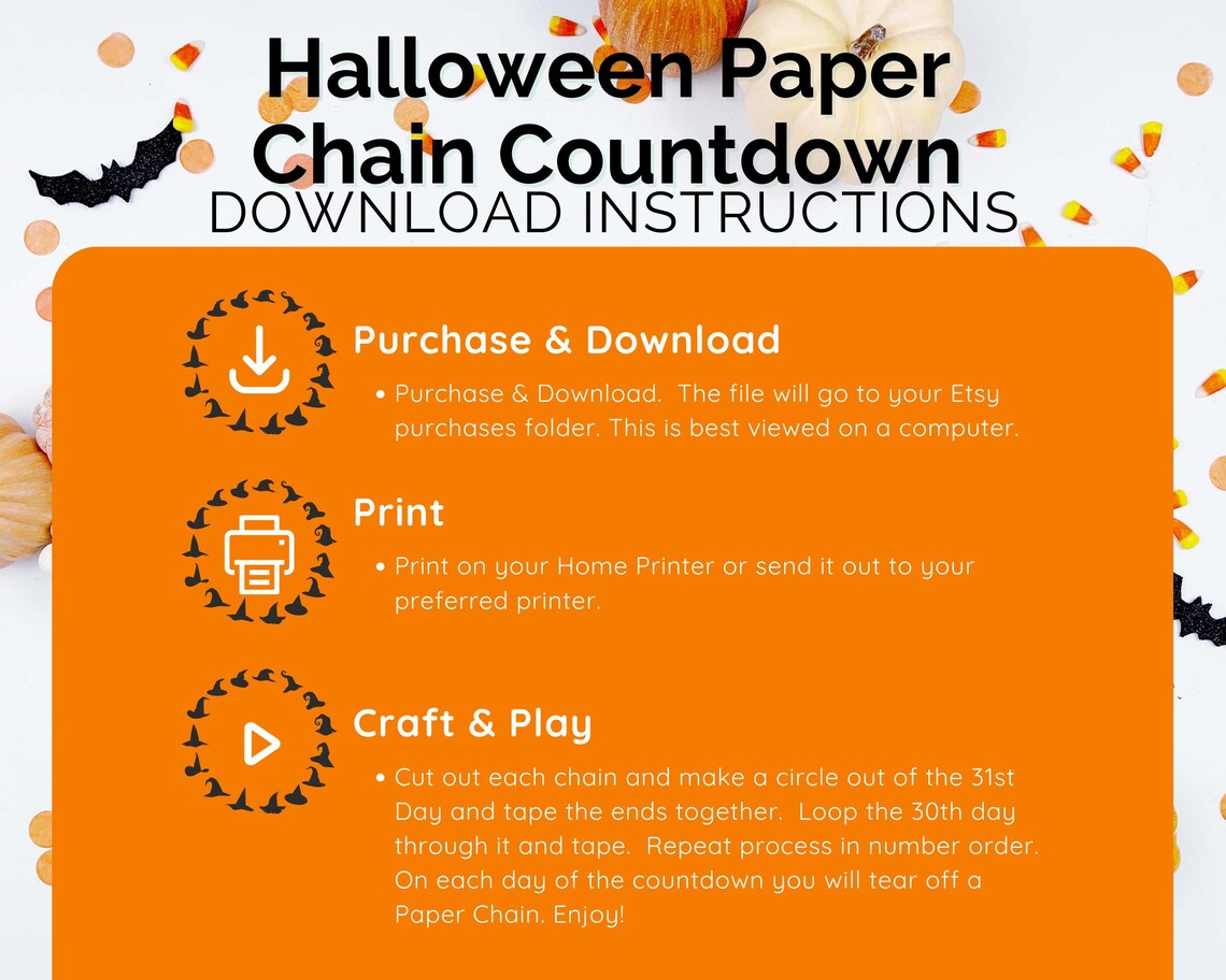 Halloween Paper Chain Countdown - Etsy