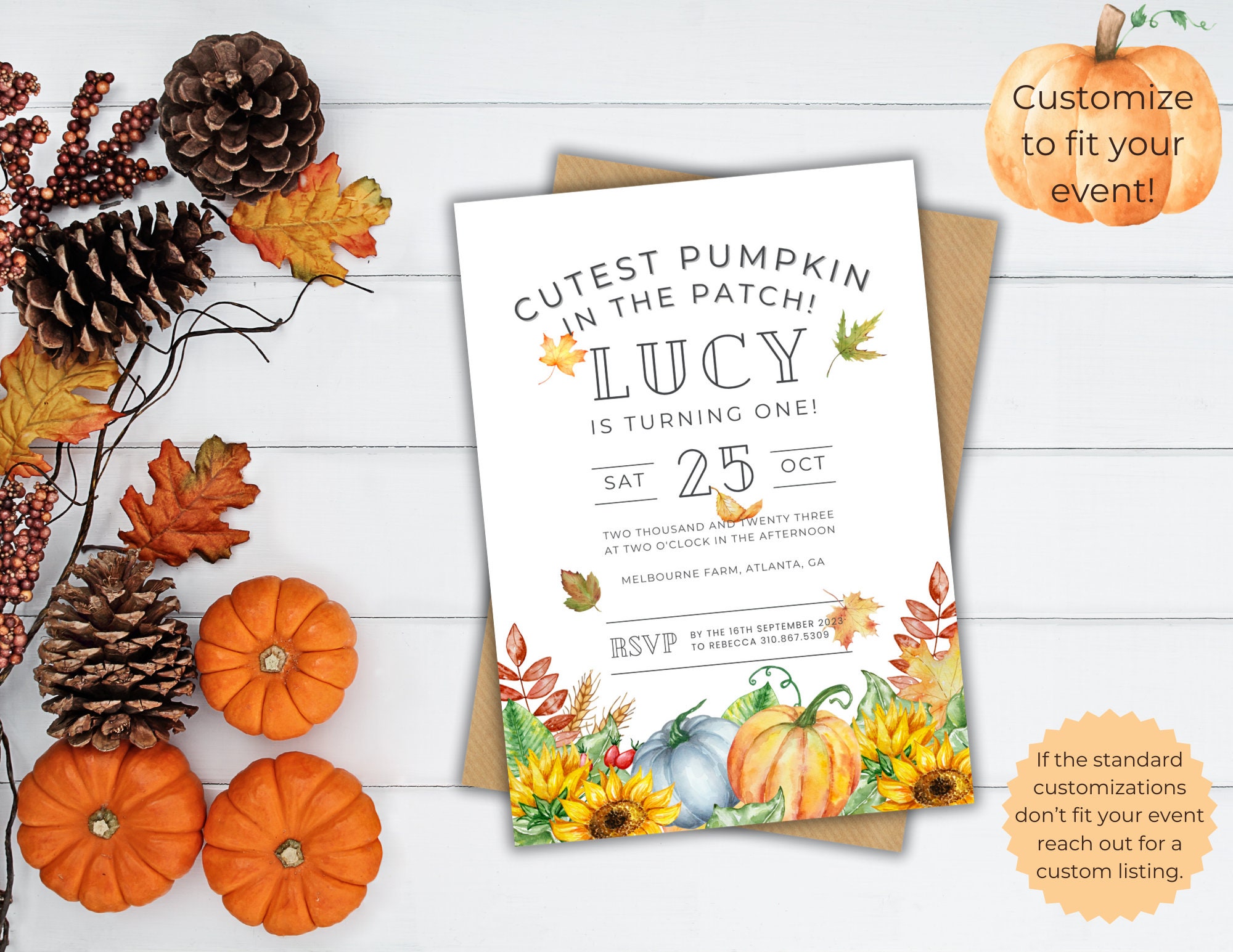 Adorable Pumpkin Patch Party Invitation - the Cutest Pumpkin in the ...