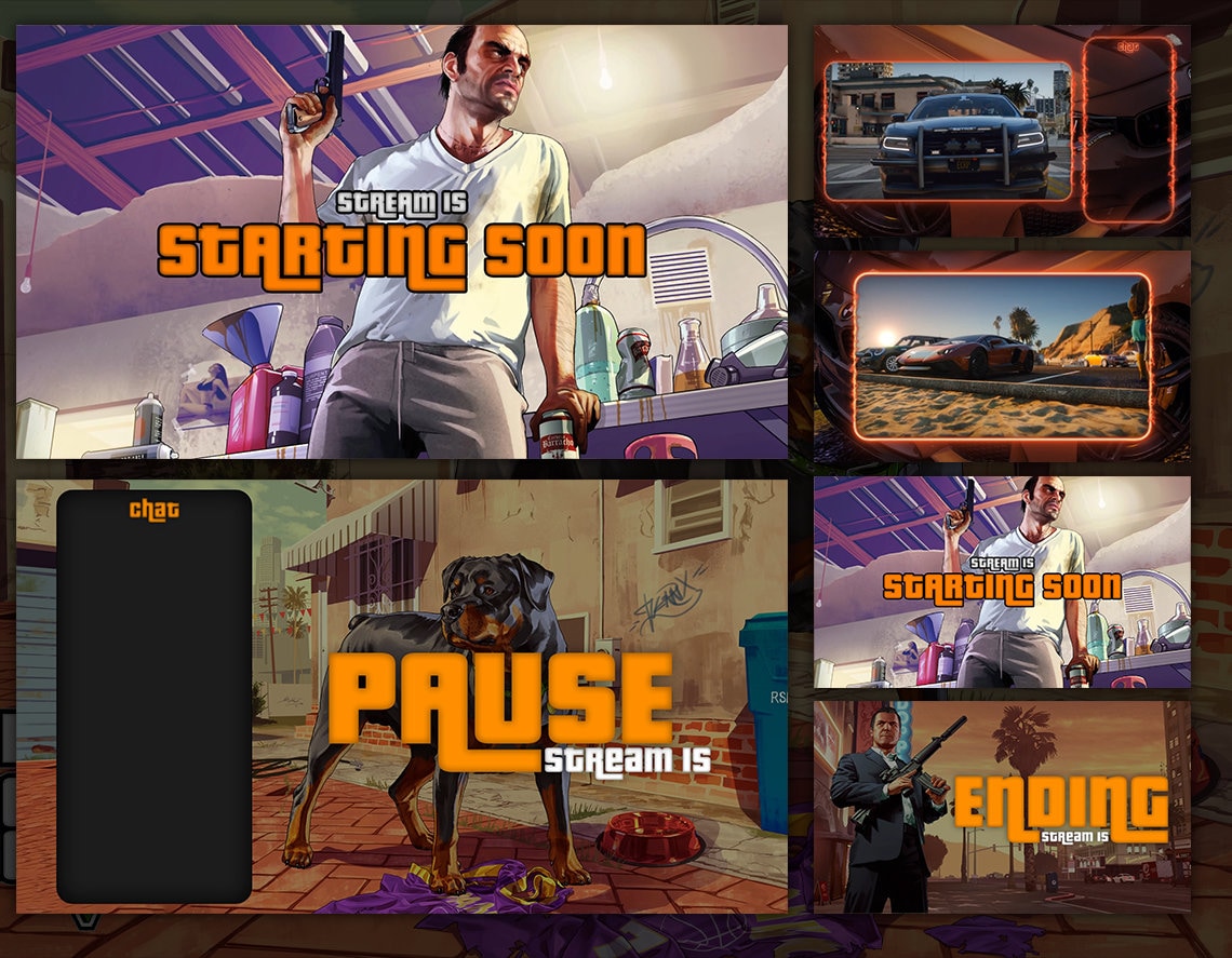 GTA V Fivem Orange Big Twitch Stream Overlay GTA Animated Twitch ...