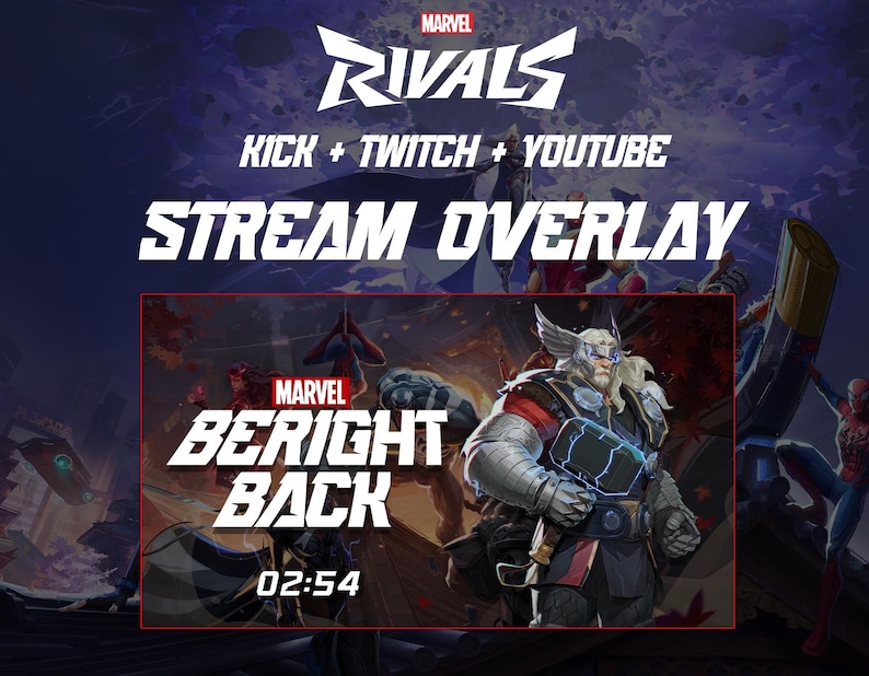 Marvel Rivals Countdown Stream Overlay | Twitch, Youtube, Kick | Cute ...