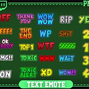 Twitch Text Emotes Package (58x) | Discord | Youtube | Streaming | Cute ...