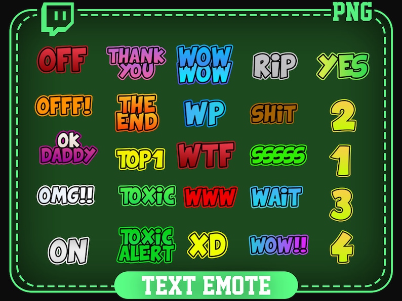 Twitch Text Emotes Package (58x) | Discord | Youtube | Streaming | Cute ...