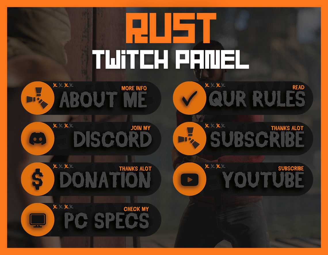 Rust Game Orange Animated Twitch Overlay Package Rust Hud - Etsy