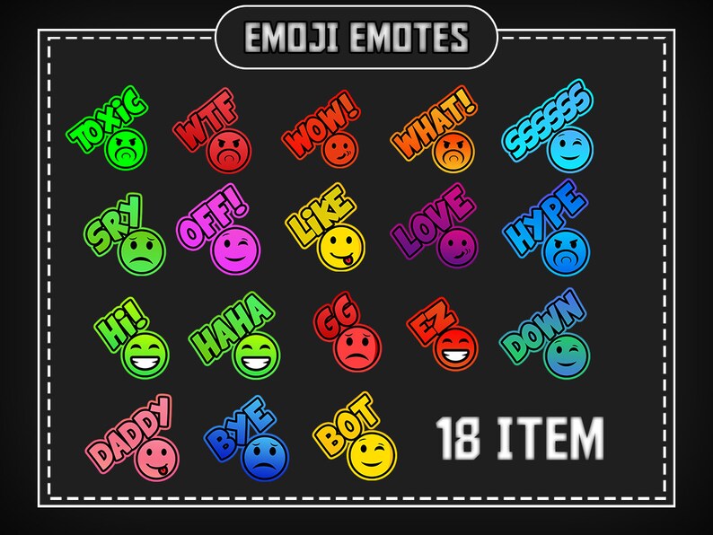 Emoji Stylised 18x Twitch Emotes | Discord | Youtube | Streaming ...
