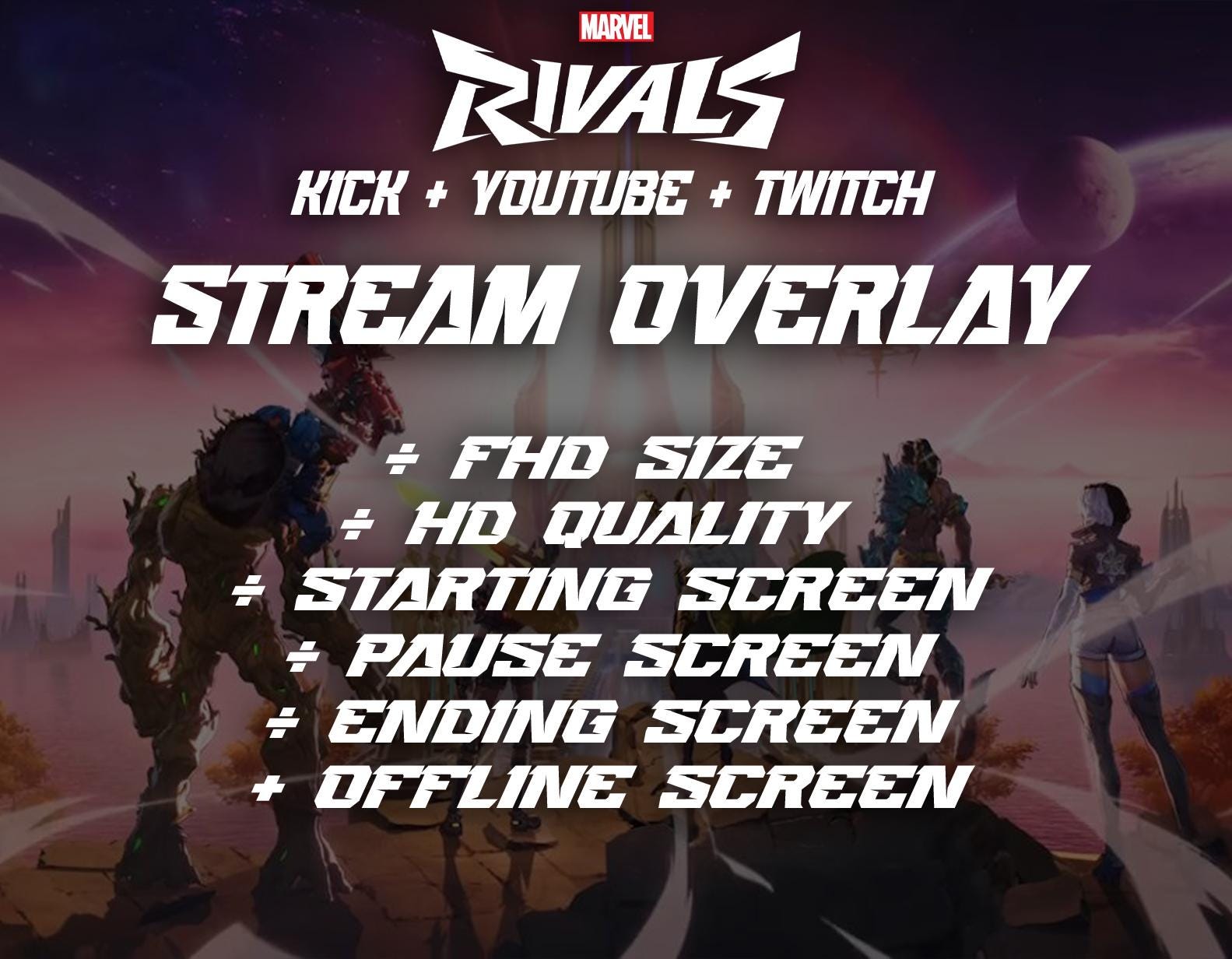 Marvel Rivals Stream Overlay Package | Avengers, Spiderman, Hulk, X-men ...