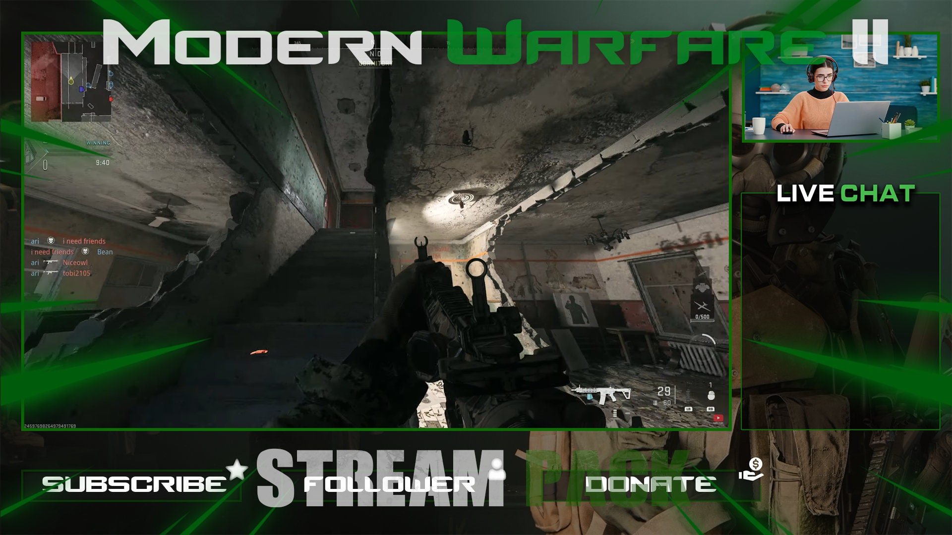 Call of Duty MW2 Modern Warfare 2 Animated Stream Overlay Package MW2 ...