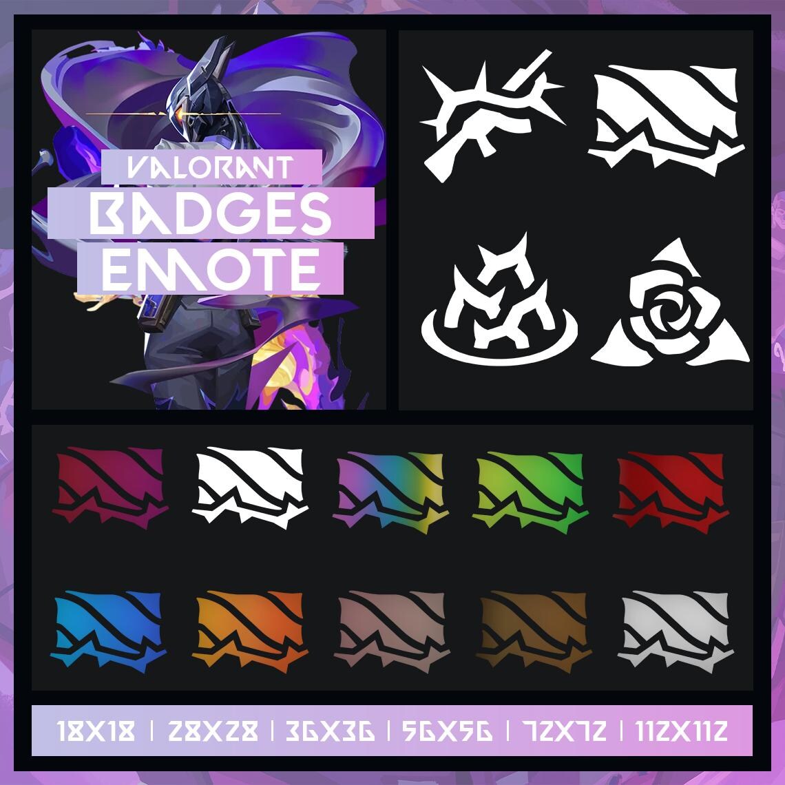 Valorant Vyse Themed Sub Badges & Emotes Twitch or Kick Streamer Badges ...
