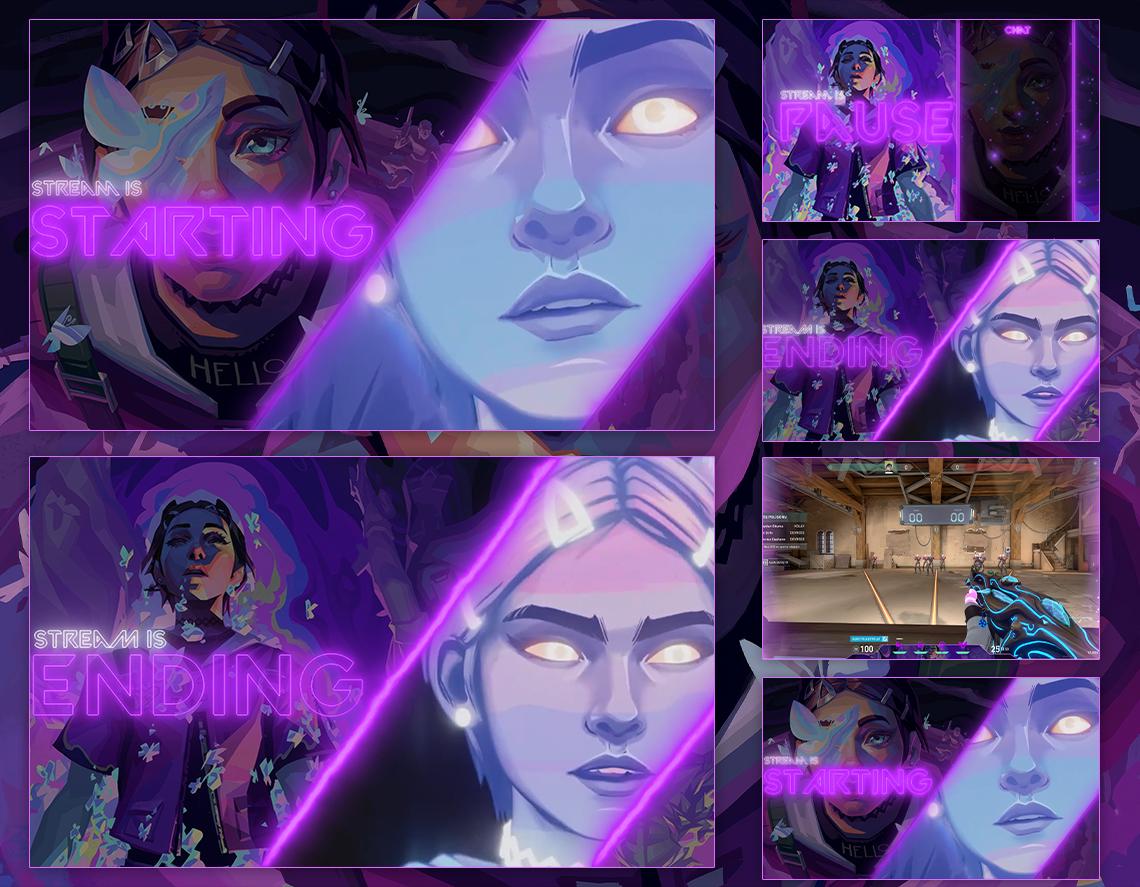 Kick, Twitch Overlays Valorant Stream Pack Clove Animated Clove MP4 and ...