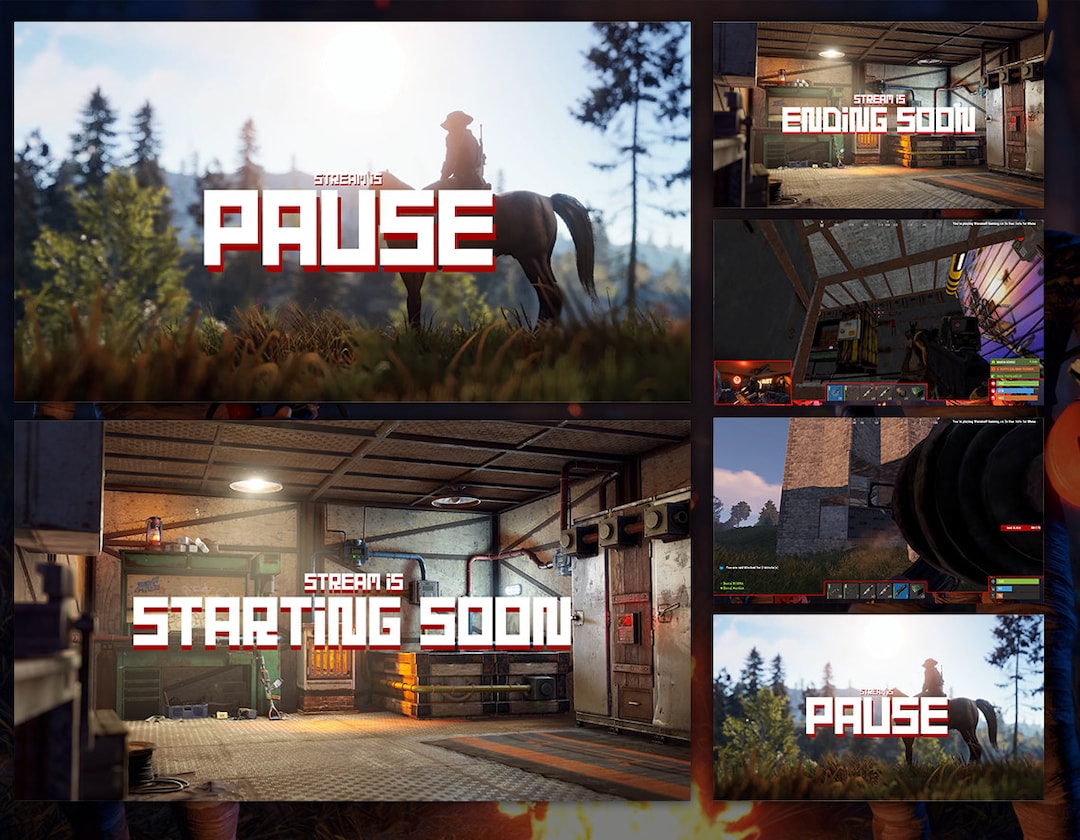 Rust Game Red Animated Twitch Overlay Package | Rust Hud Overlay ...