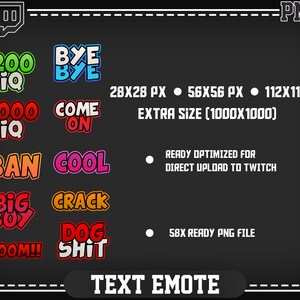 Twitch Text Emotes Package (58x) | Discord | Youtube | Streaming | Cute ...