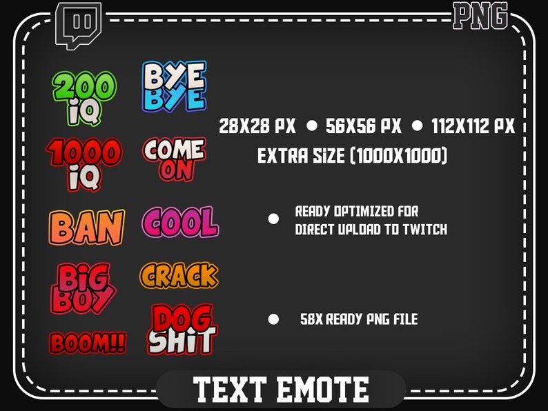 Twitch Text Emotes Package (58x) | Discord | Youtube | Streaming | Cute ...