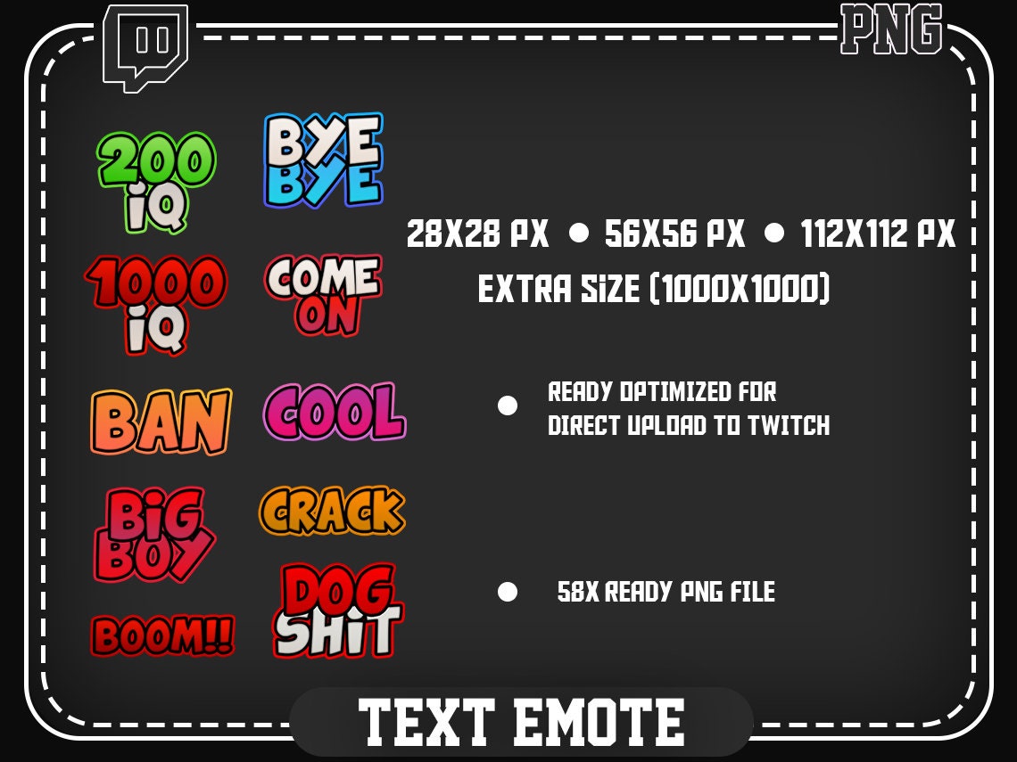 Twitch Text Emotes Package (58x) | Discord | Youtube | Streaming | Cute ...