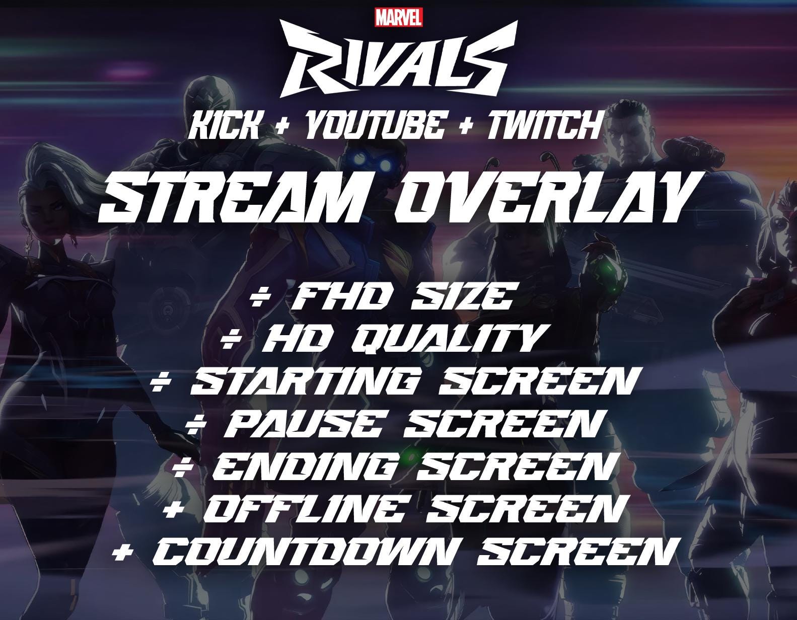 Marvel Rivals Countdown Stream Overlay Twitch, Youtube, Kick Cute ...