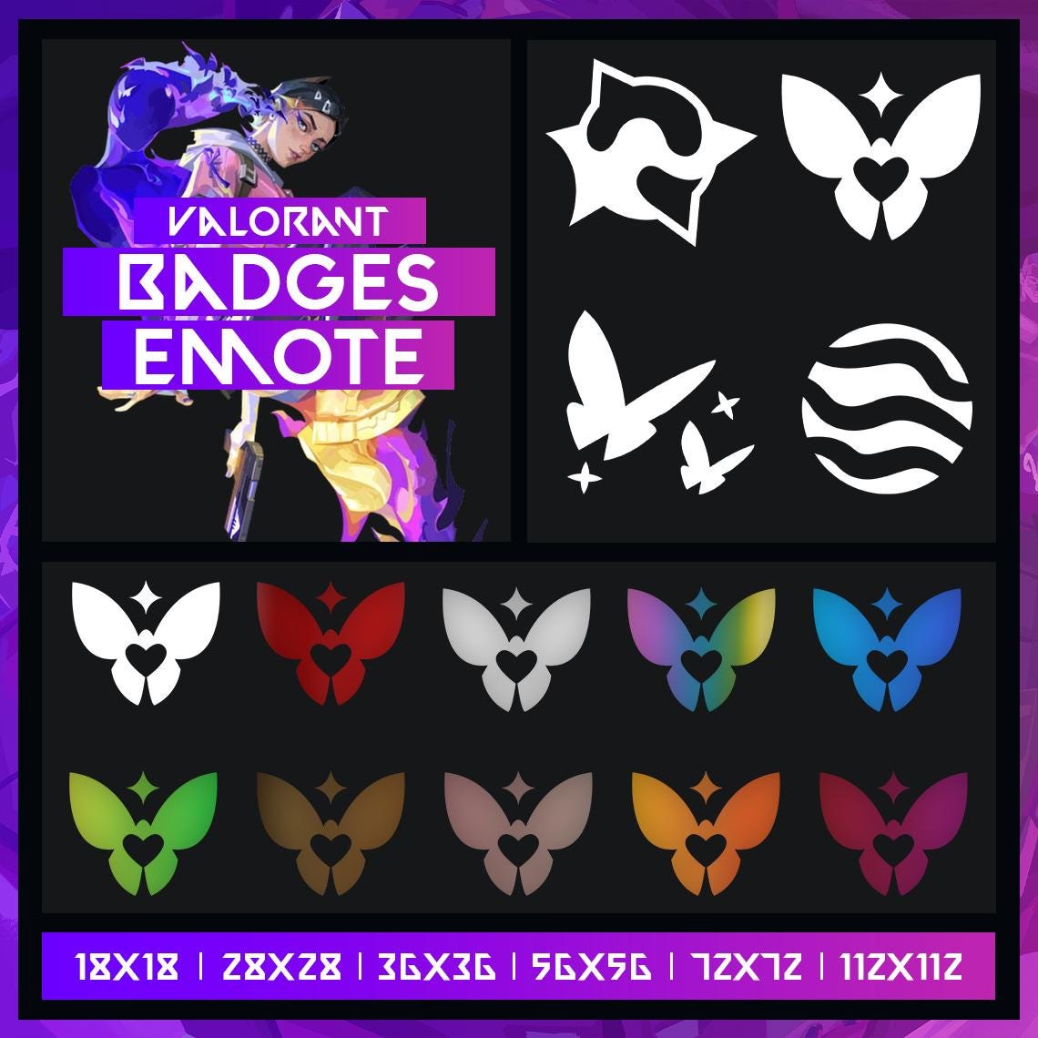 Valorant Clove Themed Sub Badges & Emotes | Twitch or Kick Streamer ...