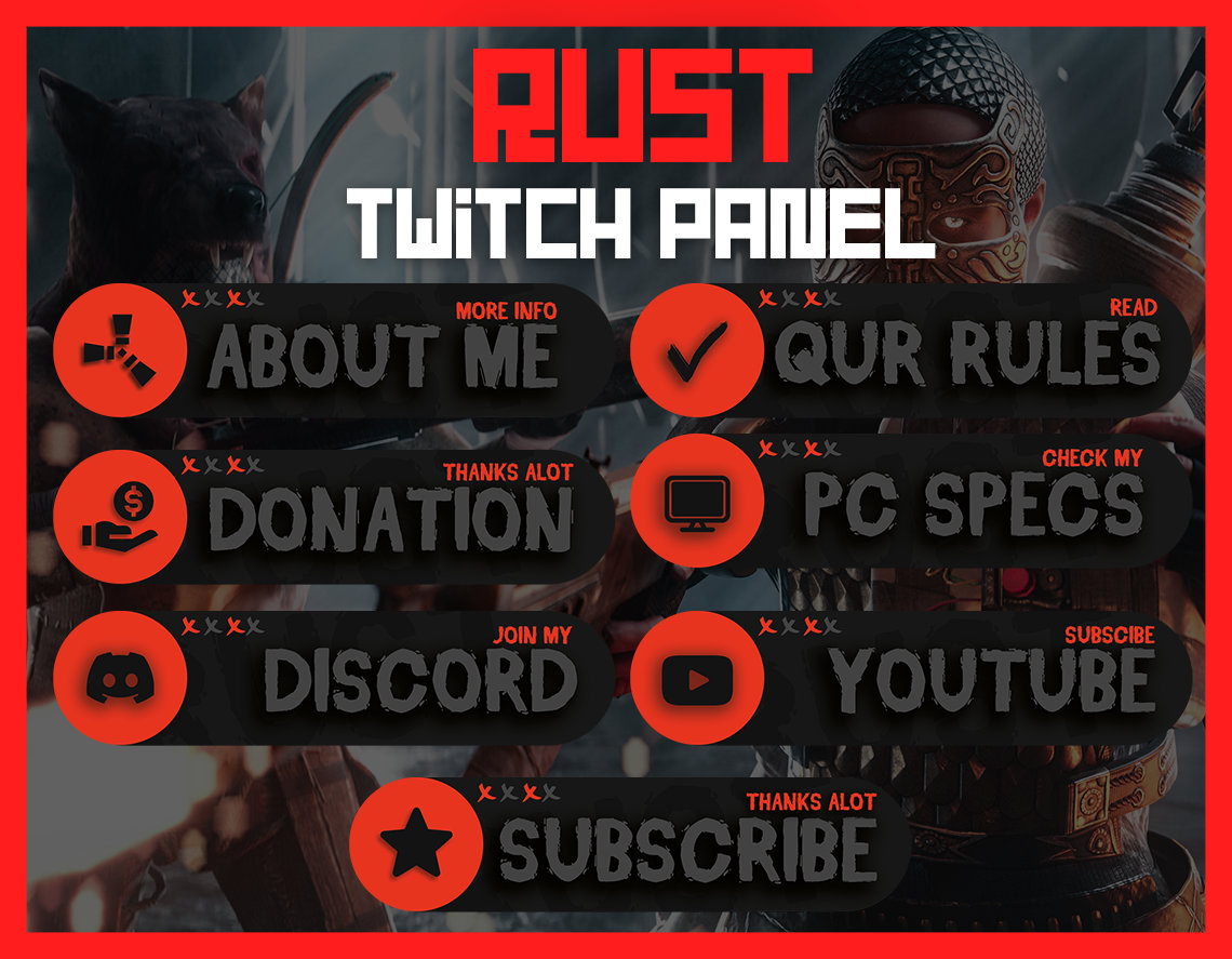 Rust Game Red Animated Twitch Overlay Package | Rust Hud Overlay ...