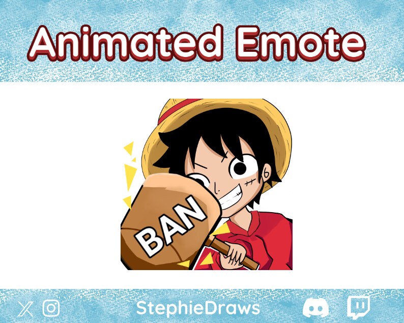 Ban Hammer Luffy Animated Emote - Etsy