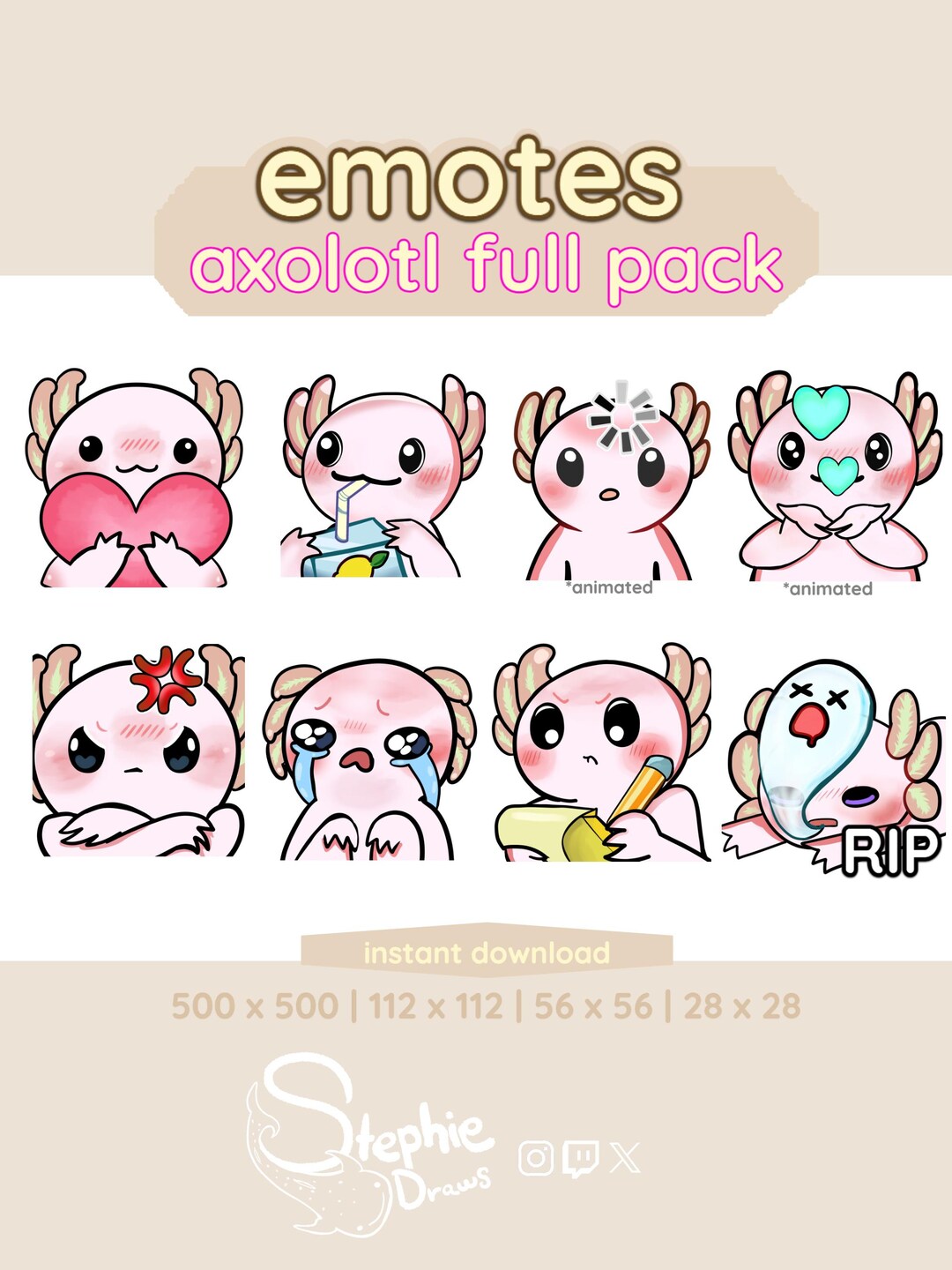 Axolotl Emotes Full Pack - Etsy
