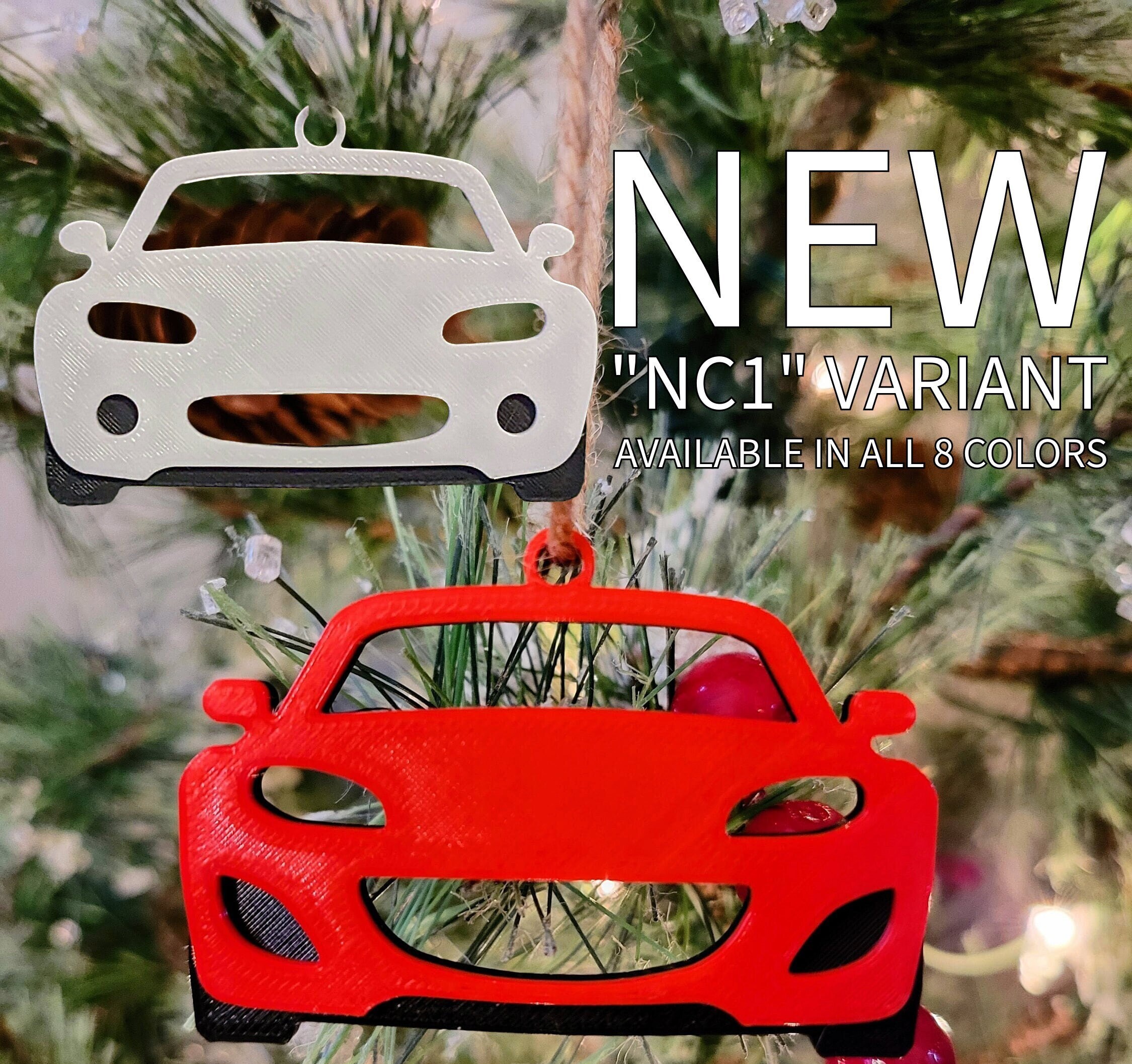 Miata Christmas Ornaments 3D Printed Mazda Miata 13 Colors NC Miata NC1 ...