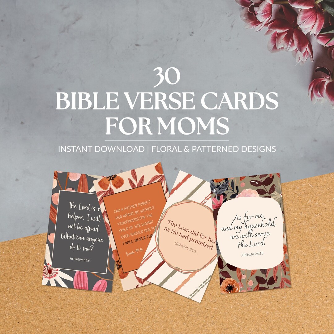 Daily Bible Verse Cards for Moms, Printable Scripture Affirmation Cards ...