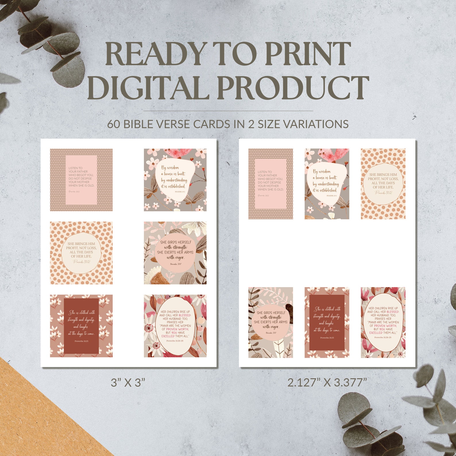 Daily Bible Verse Cards for Mom and Dad, Printable Scripture ...