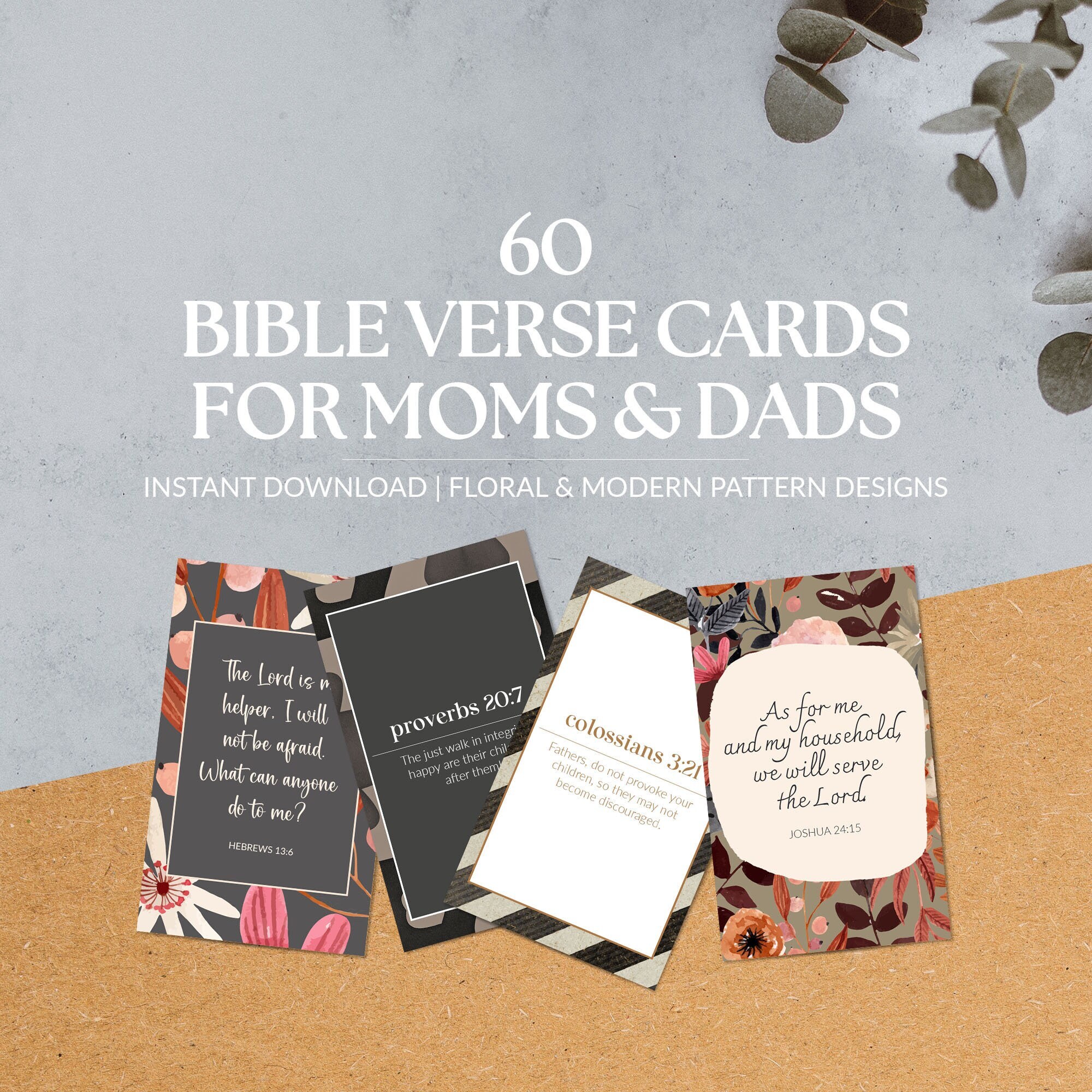 Daily Bible Verse Cards for Mom and Dad, Printable Scripture ...