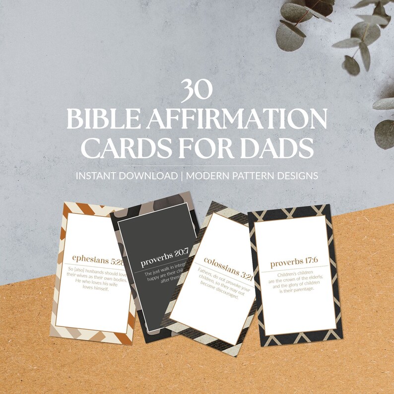 Daily Bible Verse Cards for Dads, Printable Scripture Affirmation Cards ...