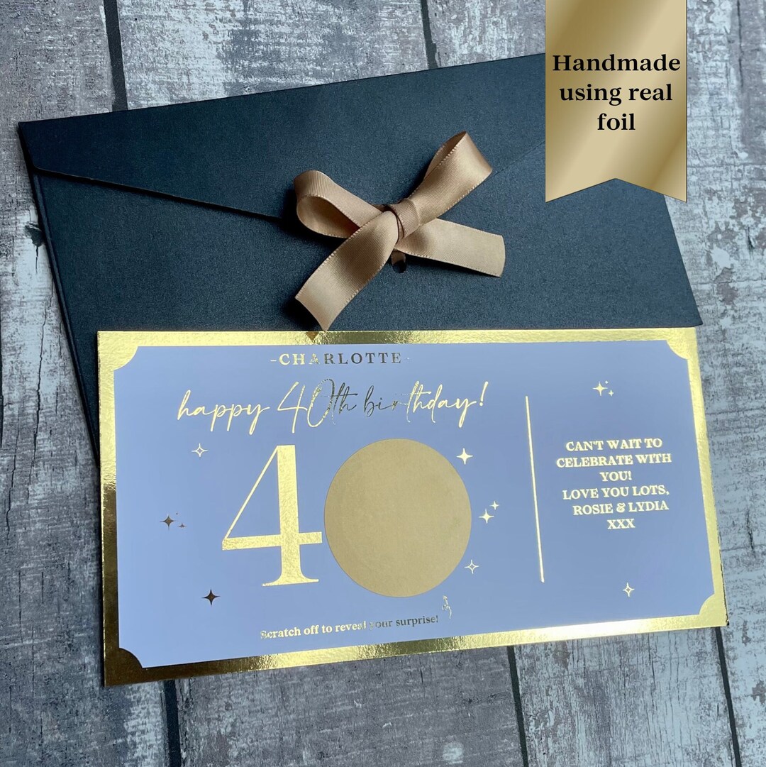 40th Birthday Surprise Reveal, Golden Ticket, Birthday Scratch Card ...