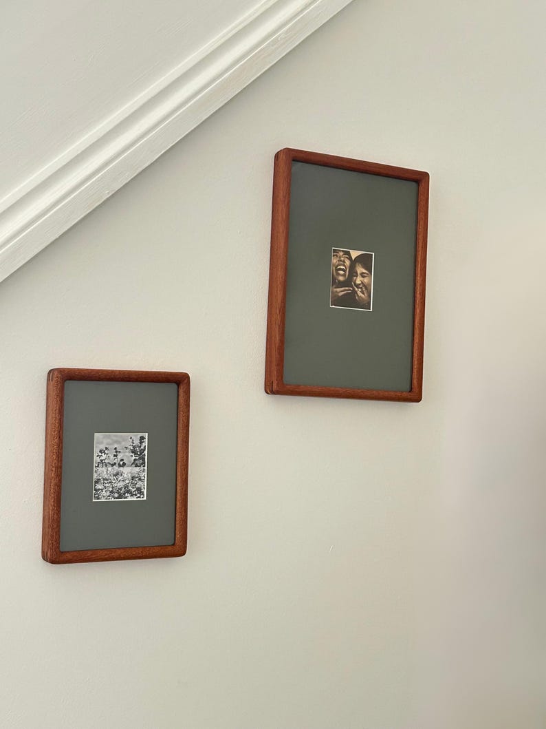 Handmade Walnut Picture Frame Set | A4 & 6x8in Size With Coloured ...