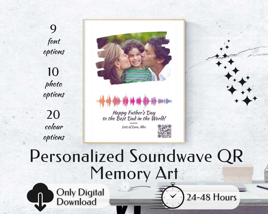 Personalised Gift Soundwave Art With QR Code Audio Recording With ...