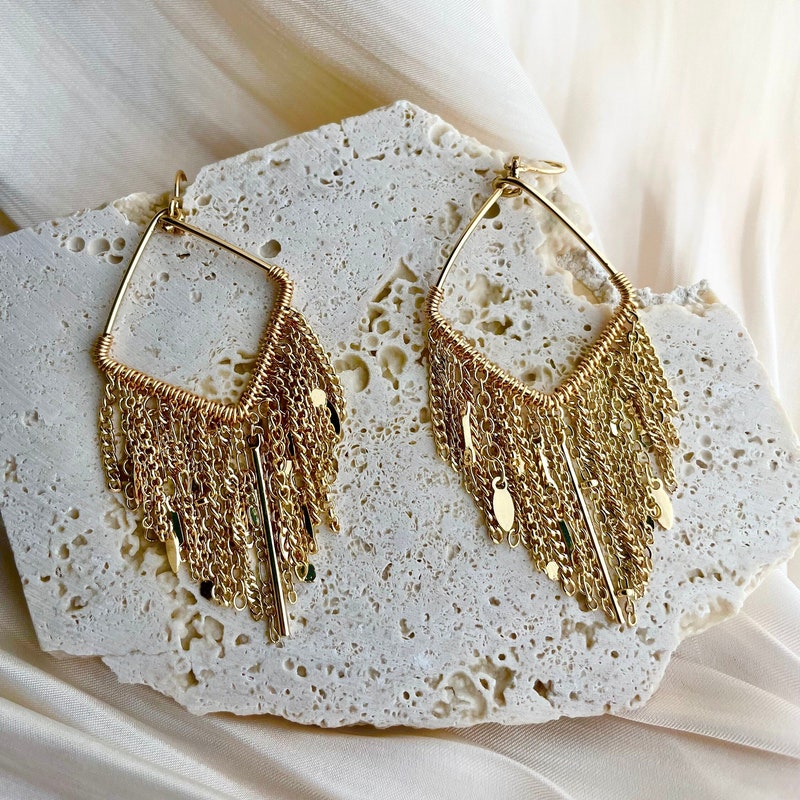 Long Gold Earrings - Etsy