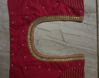 Handmade Pink and Gold Maggam Work for Women - Etsy